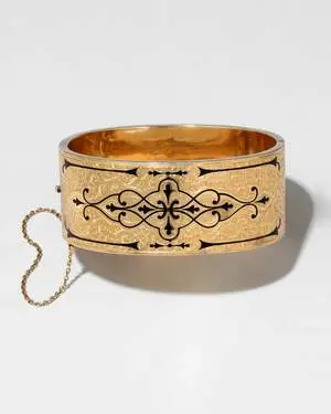 Alexis Bittar Antique Victorian 14k & Enamel Hinge Bracelet