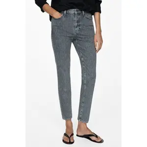 Mango Claudia Waxed Crop Slim Fit Jeans