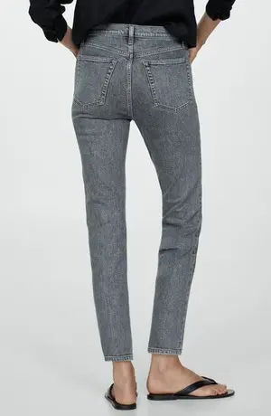 Mango Claudia Waxed Crop Slim Fit Jeans
