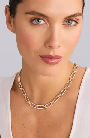 Lagos Signature Caviar Diamond Link Chain Necklace