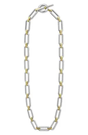 Lagos Signature Caviar Diamond Link Chain Necklace