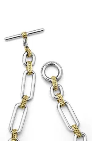 Lagos Signature Caviar Links Chain Bracelet With Diamonds