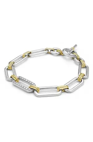 Lagos Signature Caviar Links Chain Bracelet With Diamonds