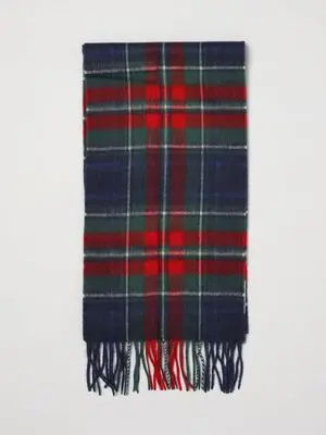 Barbour Tartan Pattern Scarf In Wool And Cashmere Blend With Fringed Edges - Green