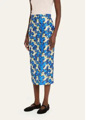 KIKA VARGAS Amelia Floral-print Pencil Skirt