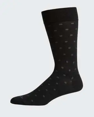 Marcoliani Modal Cashmere Polka Dot Mid-calf Socks - Oxford Black
