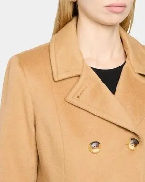 Sofia Cashmere Double-Breasted Cashmere Pea Coat 251cam