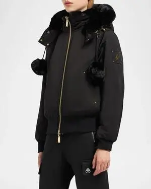 Moose Knuckles Debbie Reversible Faux-fur Bomber Jacket With Detachable Hood - Black