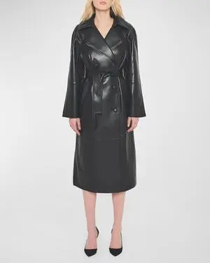 AS By DF AS By DF Miller Recycled Leather Trench Coat - Black
