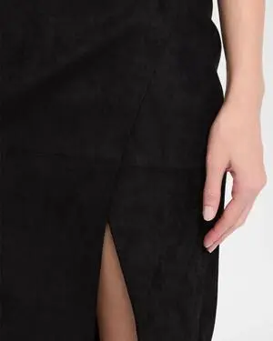 Alice + Olivia Siobhan Suede Wrap Skirt - Black