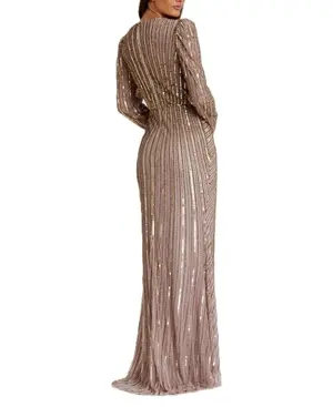 Mac Duggal Embellished Puff Sleeve Side Knot Gown