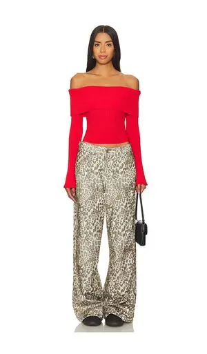 MORE TO COME Candace Off Shoulder Sweater - Red