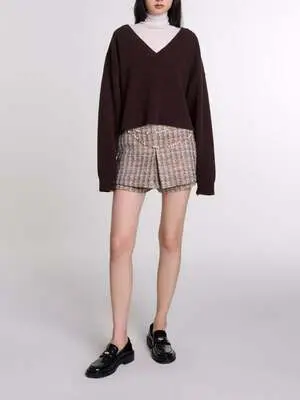 Maje Viscose V-neck Jumper - Brown