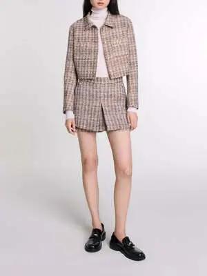 Maje Cotton Tweed Jacket - Brown