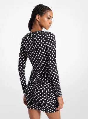 Michael Kors Dot Ruched Stretch Matte Jersey Mini Dress