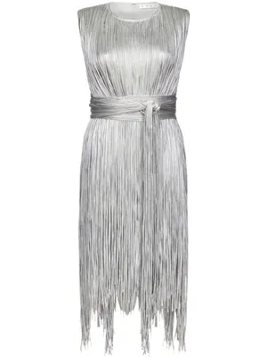 AREA Metallic Fringe Mini Dress