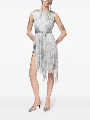 AREA Metallic Fringe Mini Dress