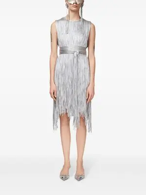 AREA Metallic Fringe Mini Dress