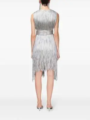 AREA Metallic Fringe Mini Dress