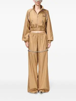 AREA Crystal-embellished Cropped Jacket - Brown