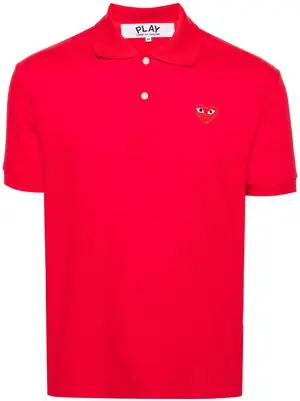 Play Comme Des Garcon Heart-patch Piqué Polo Shirt - Red