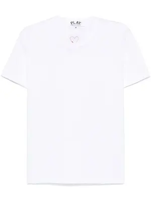 Play Comme Des Garcon Signature Heart-patch T-shirt - White