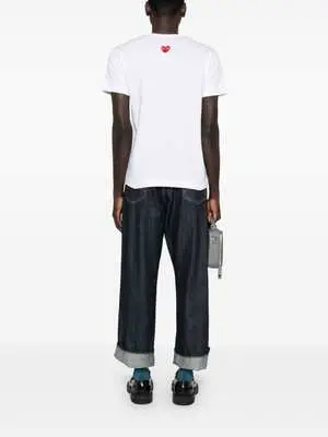 Play Comme Des Garcon Signature Heart-patch T-shirt - White
