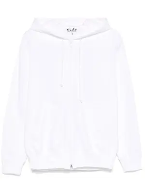 Play Comme Des Garcon Signature Heart-patch Hoodie - White