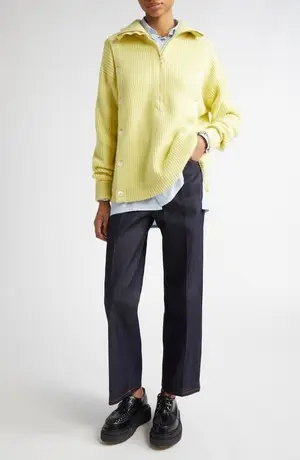 SETCHU Sethu Button Detail Cashmere Ribbed Sweater - Yellow