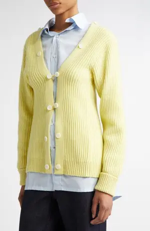 SETCHU Sethu Button Detail Cashmere Ribbed Sweater - Yellow