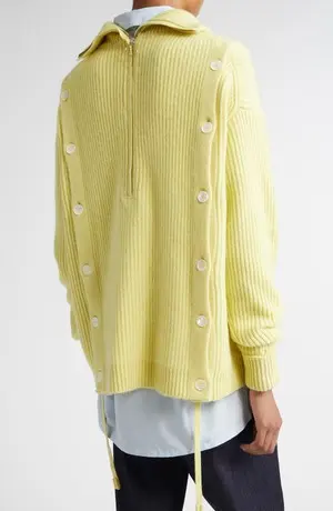 SETCHU Sethu Button Detail Cashmere Ribbed Sweater - Yellow