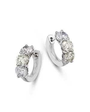 Bloomingdale'S Diamond Three Stone Huggie Earrings - White