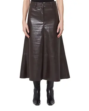 Citizens Of Humanity Cassia Leather Midi Skirt - Chocolate