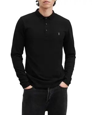 ALLSAINTS Reform Cotton Slim Fit Polo Shirt - Black