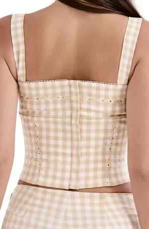 House Of Cb Lottie Gingham Corset Tank - Gingerbread