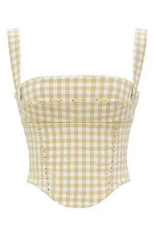 House Of Cb Lottie Gingham Corset Tank - Gingerbread