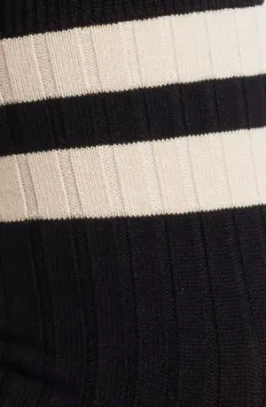 LE BON SHOPPE Varsity Cotton Blend Crew Socks - Black