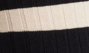LE BON SHOPPE Varsity Cotton Blend Crew Socks - Black
