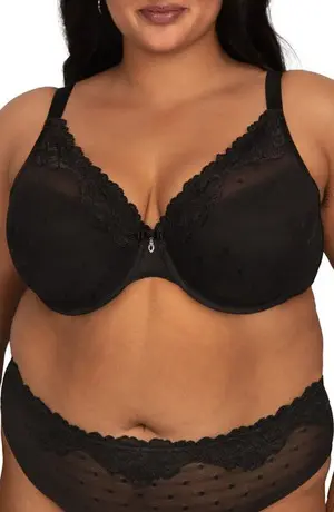 CURVY COUTURE Sheer Whisper Plunge Underwire T-shirt Bra - Onyx
