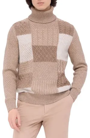 Bugatchi Pattern Wool Blend Turtleneck Sweater