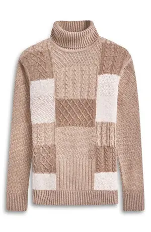 Bugatchi Pattern Wool Blend Turtleneck Sweater
