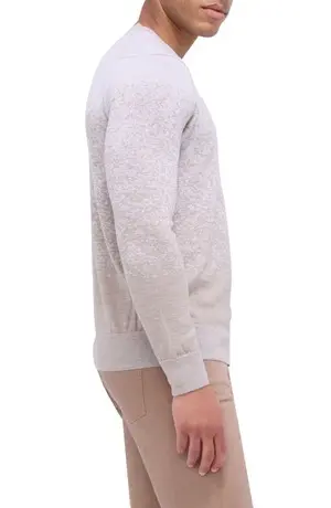 Bugatchi Patterned Merino Wool Crewneck Sweater - Chalk