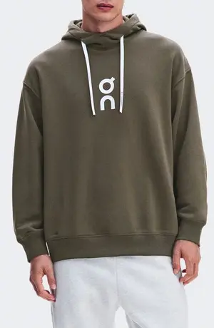 On Club Oversize Organic Cotton Blend Hoodie - Bark