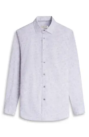 Bugatchi James Ooohcotton® Floral Abstract Print Button-up Shirt - Platinum