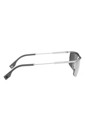 Fendi 60mm Geometric Sunglasses - Matte Palladium / Smoke Mirror