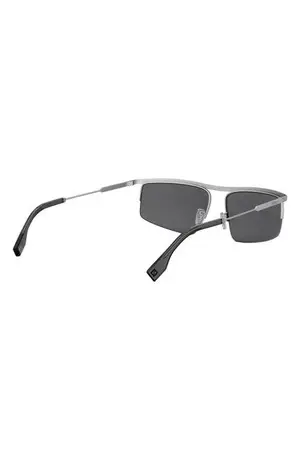 Fendi 60mm Geometric Sunglasses - Matte Palladium / Smoke Mirror