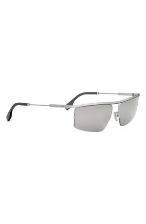 Fendi 60mm Geometric Sunglasses - Matte Palladium / Smoke Mirror