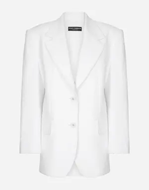 Dolce & Gabbana Single-breasted Cotton Raschel Tweed Jacket - White