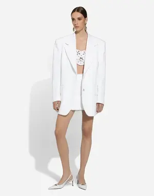 Dolce & Gabbana Single-breasted Cotton Raschel Tweed Jacket - White