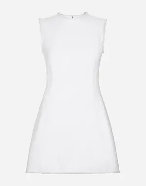 Dolce & Gabbana Short Cotton Raschel Tweed Dress - White
